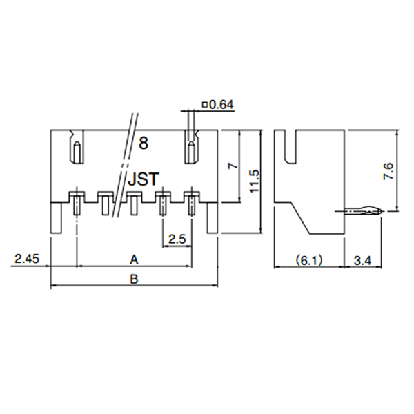 【楽天市場】当日発送・メール便OK 日本圧着端子製造 S5B-XH-A(LF)(SN) ベース付ポスト 5極 NN：ANGEL HAM SHOP JAPAN