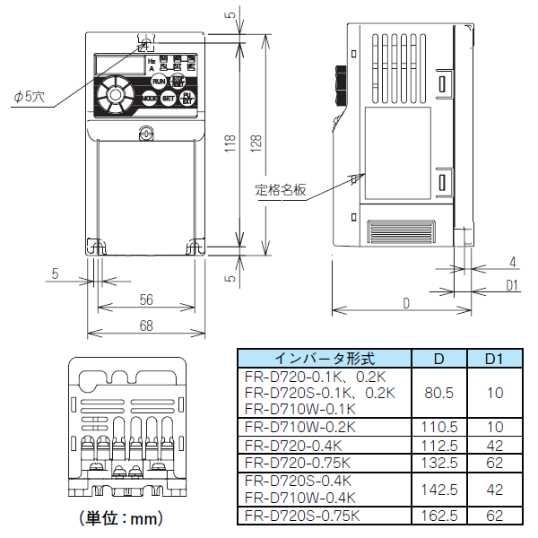 【楽天市場】当日発送OK 三菱電機 FR-D720-0.1K 簡単・小型インバータ 三相200Vクラス 適用モータ容量:0.1kW 定格容量:0.3kVA 定格電流:0.8A NN：ANGEL ...