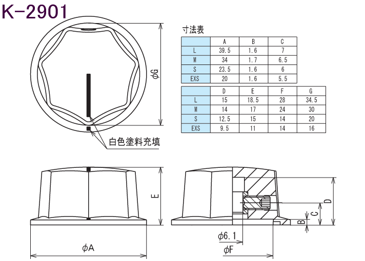 【楽天市場】汎用ツマミ K-2901 Mサイズ 東京コスモス（TOCOS）のポテンショメーター用 NN：ANGEL HAM SHOP JAPAN