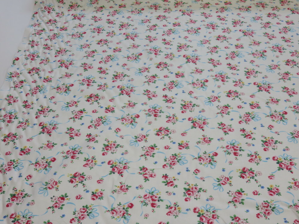 【楽天市場】1m単位 アウトレット30% 松山敦子 シャーティング リボンフラワー オフ×レッド dou 【メール便3m可】 マークダウン メーカー処分品 生地 布地 布 コットン 綿 服地 ...