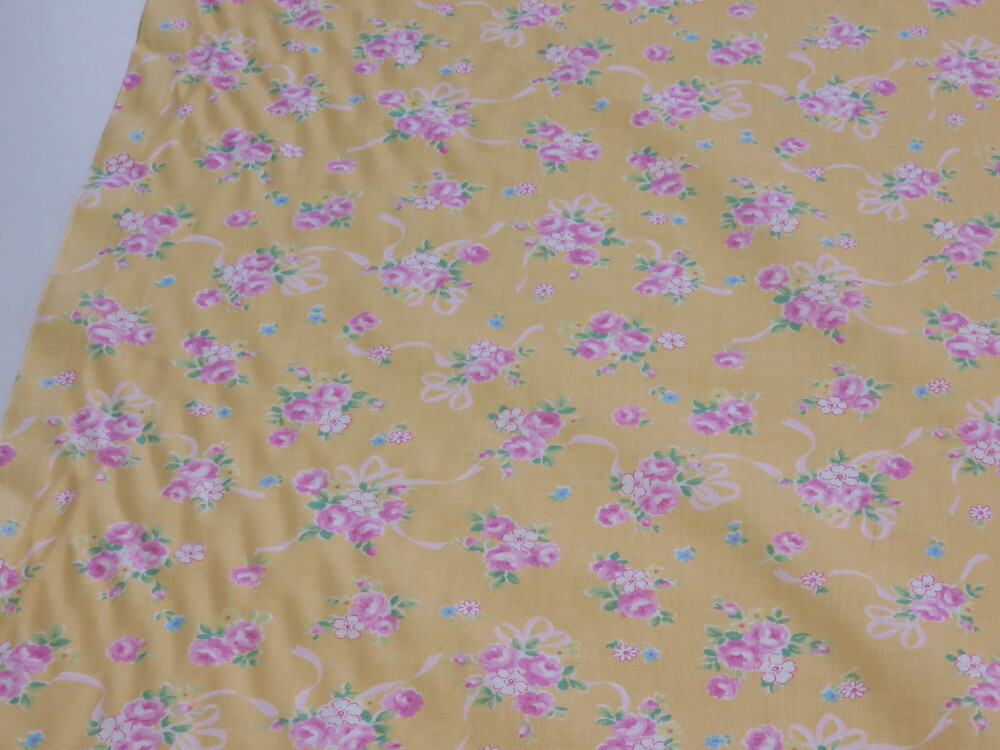 【楽天市場】1m単位 アウトレット30% 松山敦子 シャーティング リボンフラワー イエロー dou 【メール便3m可】 マークダウン メーカー処分品 生地 布地 布 コットン 綿 服地 ...