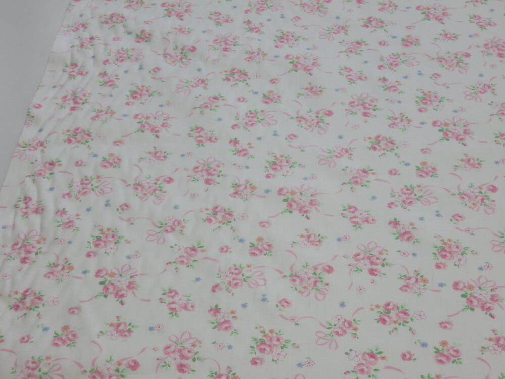 【楽天市場】完売 1m単位 アウトレット30% 松山敦子 シャーティング リボンフラワー オフ×ピンク dou 【メール便3m可】 マークダウン メーカー処分品 生地 布地 布 コットン 綿 ...