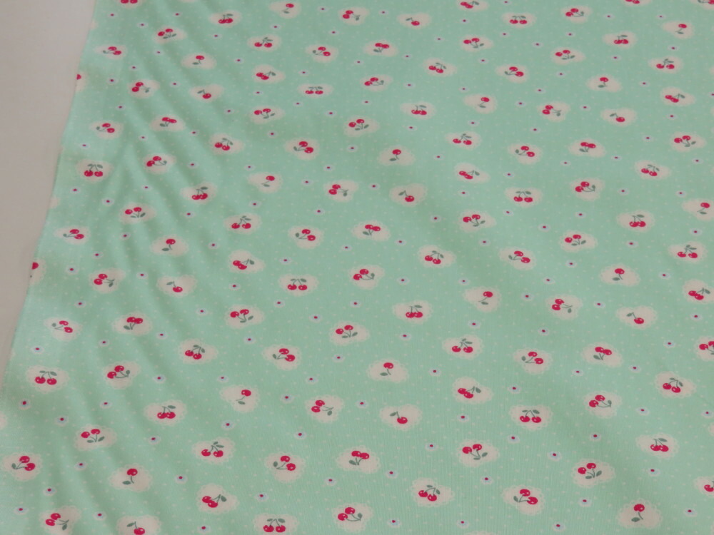 【楽天市場】完売 1m単位 アウトレット30% 松山敦子 シャーティング サクランボ ペパーミント dou 【メール便3m可】 マークダウン メーカー処分品 生地 布地 布 コットン 綿 服地 ...