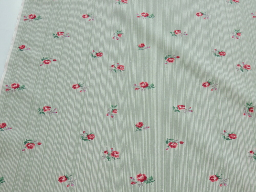 【楽天市場】1m単位 アウトレット30% こうの早苗 シャーティング ストライプ＆花柄 グリーン dou【メール便3m可】 生地 布地 服地 コットン パッチワーク 有輪 YUWA ユーワ：布 ...