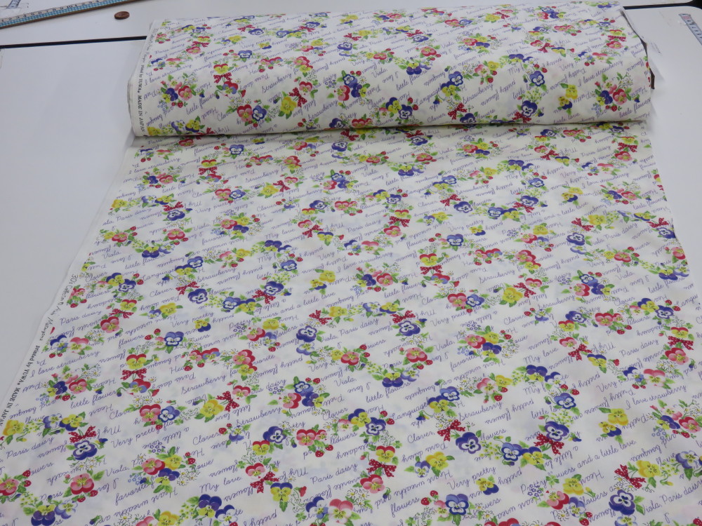 【楽天市場】1m単位 アウトレット30% 松山敦子 シャーテイング パンジーリース オフ dou【メール便3m可】 生地 布地 布 コットン 綿 服地 YUWA 有輪 ユーワ パッチワーク：布 ...