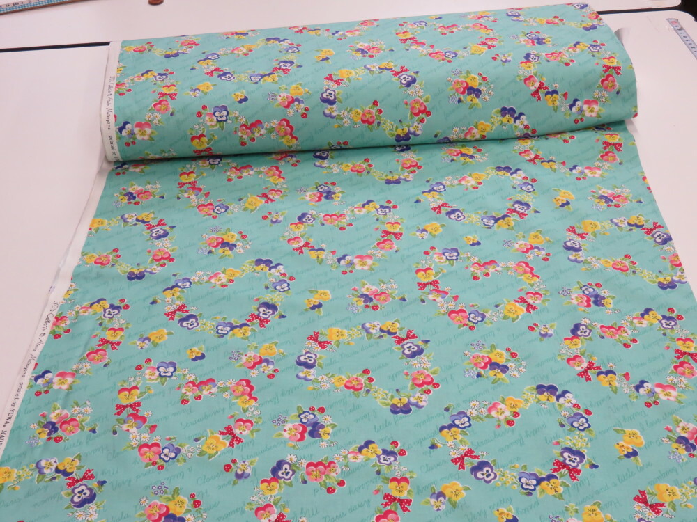 【楽天市場】1m単位 アウトレット30% 松山敦子 シャーテイング パンジーリース グリーン dou【メール便3m可】 生地 布地 布 コットン 綿 服地 YUWA 有輪 ユーワ パッチワーク ...