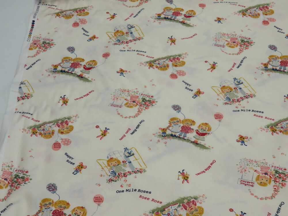 【楽天市場】YUWA有輪オリジナル ワンマイルローゼズ happy mate クリーム シャーテイング生地 dou【メール便3m可】 生地 布地 服地 コットン パッチワーク ユーワ：布と手芸つばめや