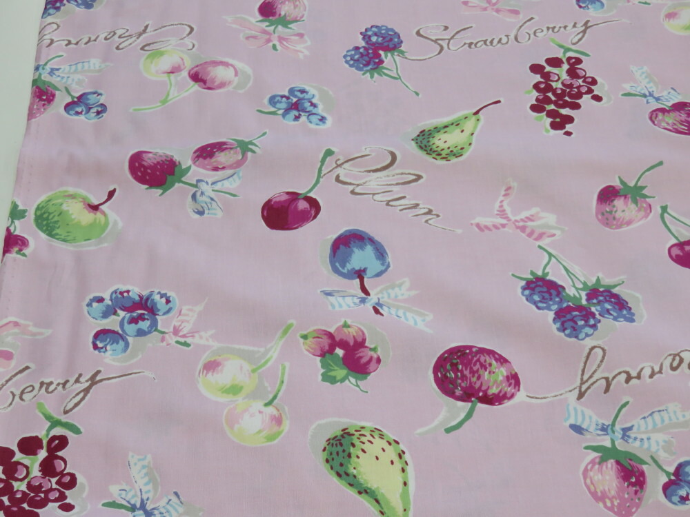 【楽天市場】YUWA有輪オリジナル フルーツ ピンク シャーテイング生地 dou【メール便3m可】 生地 布地 服地 コットン パッチワーク ユーワ：布と手芸つばめや