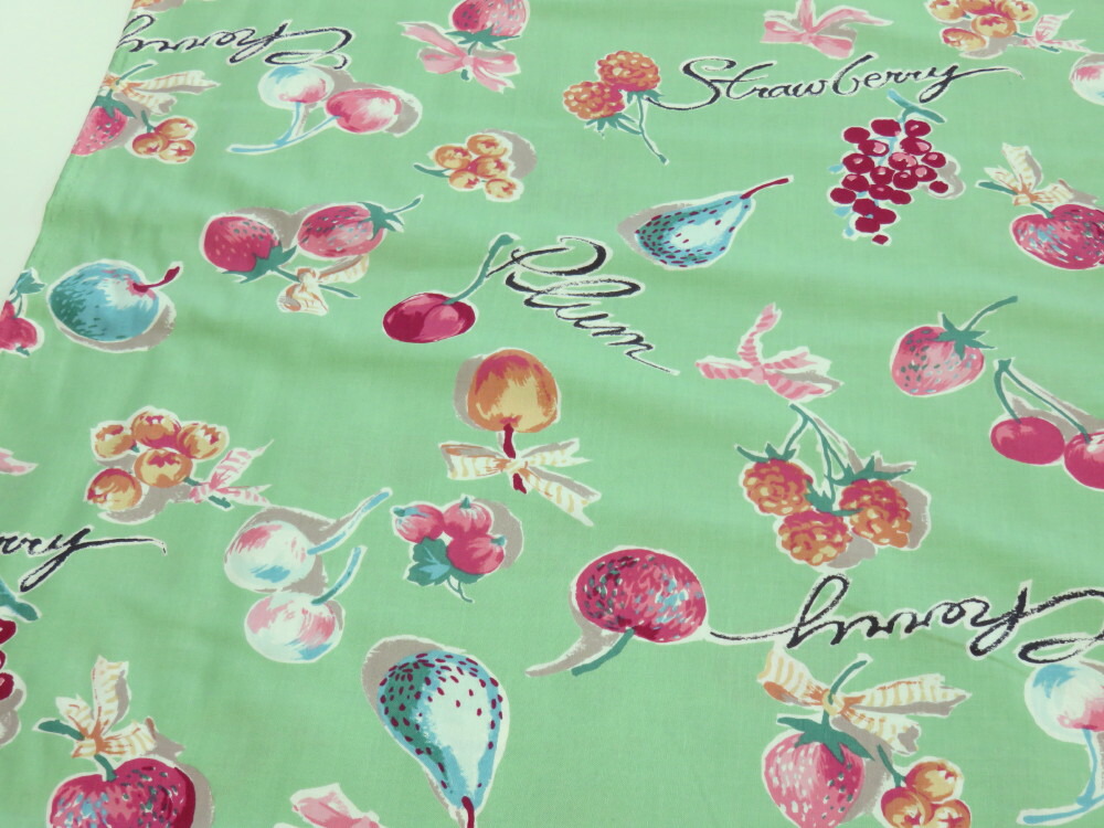 【楽天市場】YUWA有輪オリジナル フルーツ グリーン シャーテイング生地 dou【メール便3m可】 生地 布地 服地 コットン パッチワーク ユーワ：布と手芸つばめや