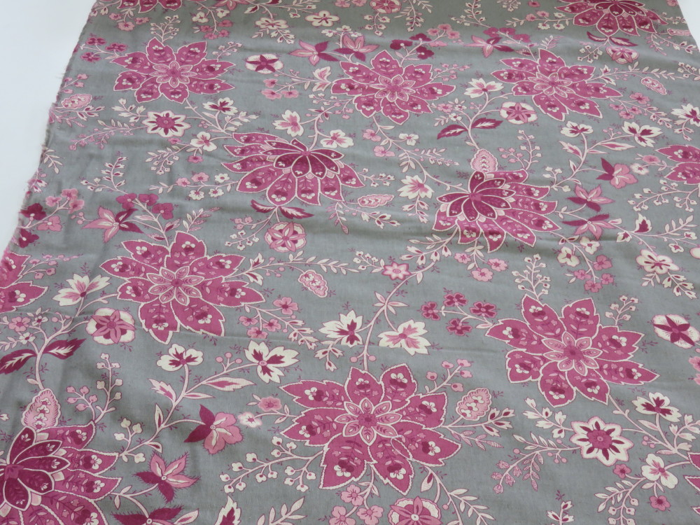 【楽天市場】こうの早苗 綿麻 シーチング生地 Chintz fleurs グレー YUWA有輪 dou【メール便3m可】 リネン 生地 布 コットンリネン 麻 エプロン ワンピース スカート ...