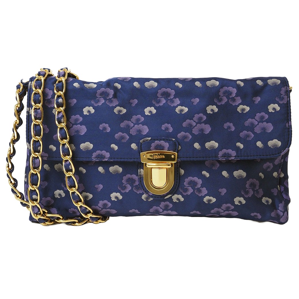 楽天市場】プラダ チェーン ショルダーバッグ BR4658 ブルー ツイード
