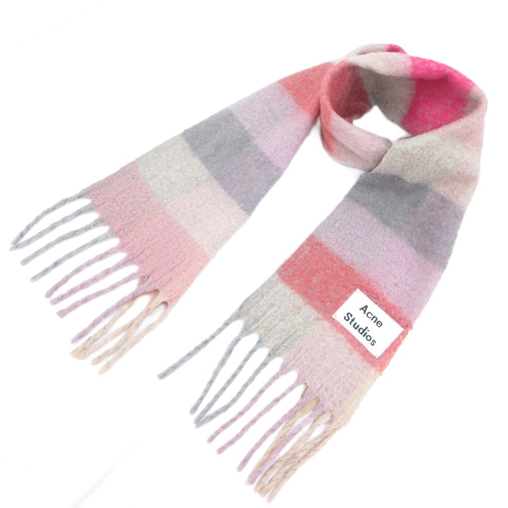 【楽天市場】【中古】アクネ ストゥディオズ Acne Studios ストール イタリア製 マルチカラー ベージュ ピンク グレー チェック柄 ...