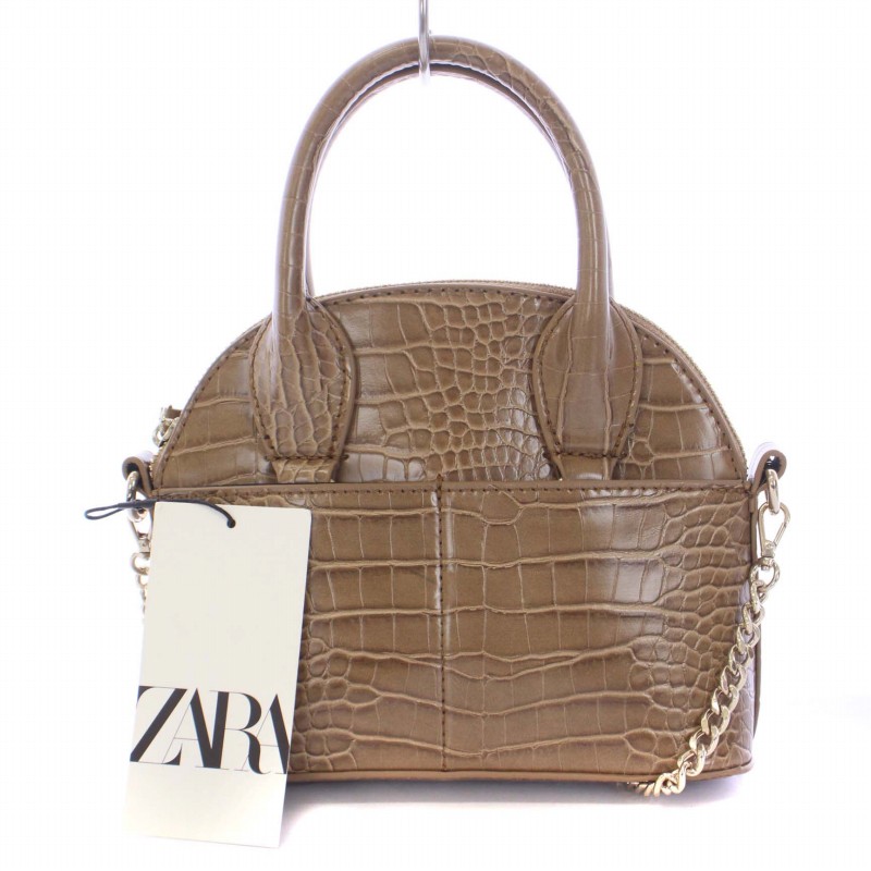 【楽天市場】【中古】未使用品 ザラ ZARA 2WAY ハンドバッグ ショルダーバッグ クロコ型押し フェイクレザー チェーン M 茶 ブラウン タグ付き /BB OF レディース 【ベクトル ...