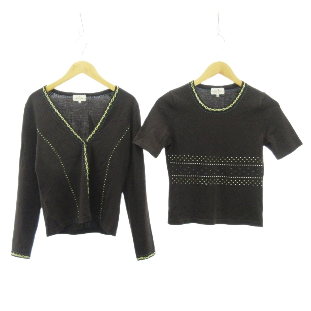 【楽天市場】【中古】トラサルディ TRUSSARDI アンサンブルニット カーディガン 刺しゅう 茶 ブラウン 40 約L レディース 【ベクトル 古着】 251104：ブランド古着の買取販売ベクトル