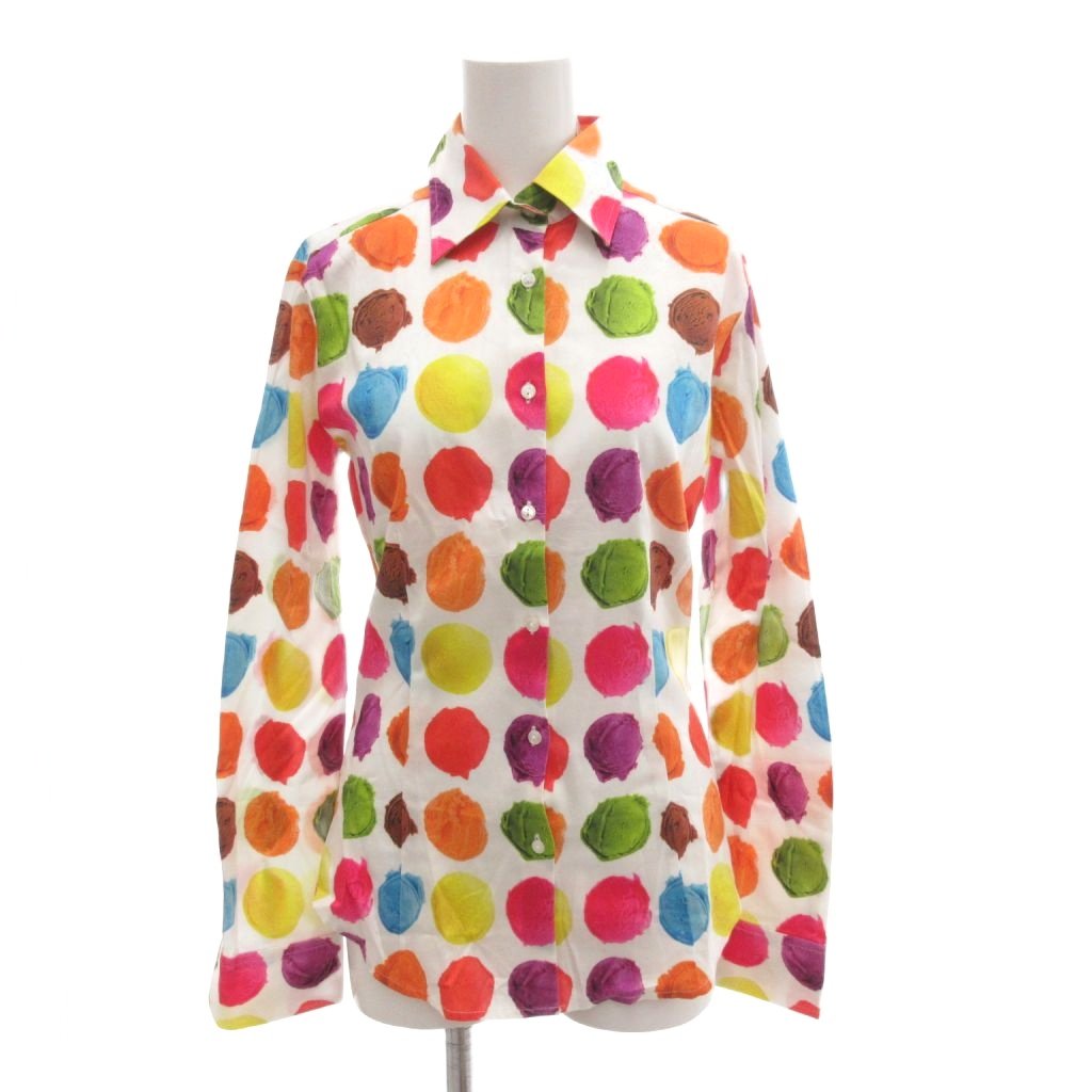 【楽天市場】【中古】未使用品 ナラカミーチェ NARA CAMICIE タグ付き シャツ ブラウス 1 長袖 総柄 マルチカラー /AE ...