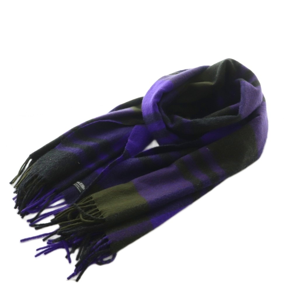 【楽天市場】【中古】ジョシュアエリス JOSHUA ELLIS ストール マフラー フリンジ チェック柄 カシミヤ 紫 /MI OS ...