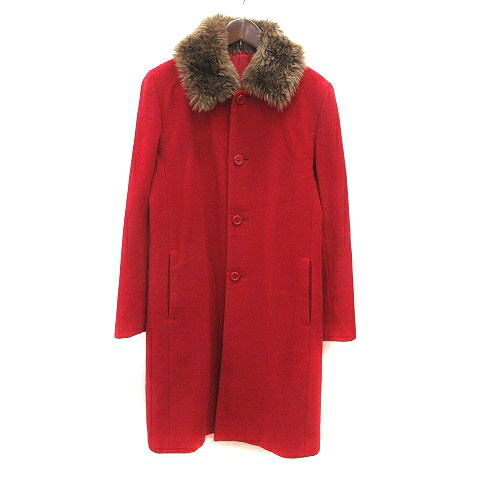 【楽天市場】【中古】イネド INED ステンカラーコート ウール カシミヤ混 フェイクファー 総裏地 2 赤 レッド /MS レディース ...