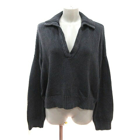 【楽天市場】【中古】マウジー MOUSSY ニット セーター オープンカラー ウォッシュ加工 長袖 F チャコールグレー /MS レディース ...