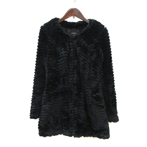 【楽天市場】【中古】リエンダ rienda ノーカラーコート フェイクファー 総裏地 S 黒 ブラック /MS レディース 【ベクトル 古着 ...