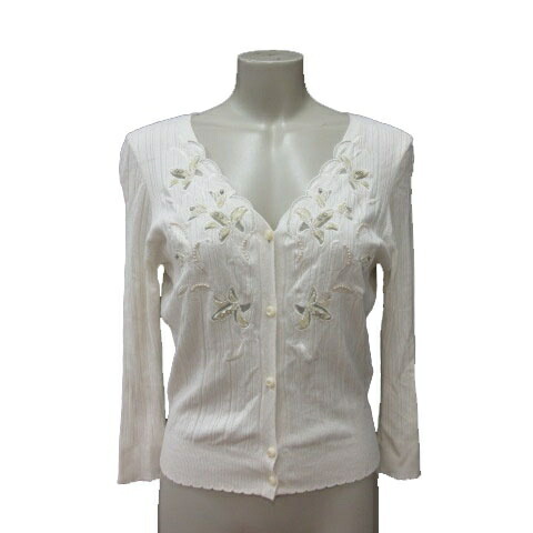 【楽天市場】【中古】ジャスグリッティー JUSGLITTY カーディガン ニット 刺繍 ビーズ ラインストーン 長袖 2 白 ホワイト /MS ...