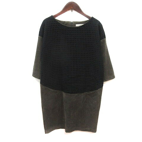 【楽天市場】【中古】カプリシューレマージュ CAPRICIEUX LE'MAGE ワンピース ひざ丈 レース フェイクスエード 七分袖 38 ...