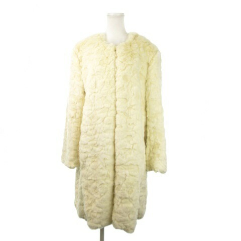【楽天市場】【中古】ローラアシュレイ LAURA ASHLEY フェイクファーコート 38 ベージュ ノーカラー 長袖 CTE 915 A14 ...