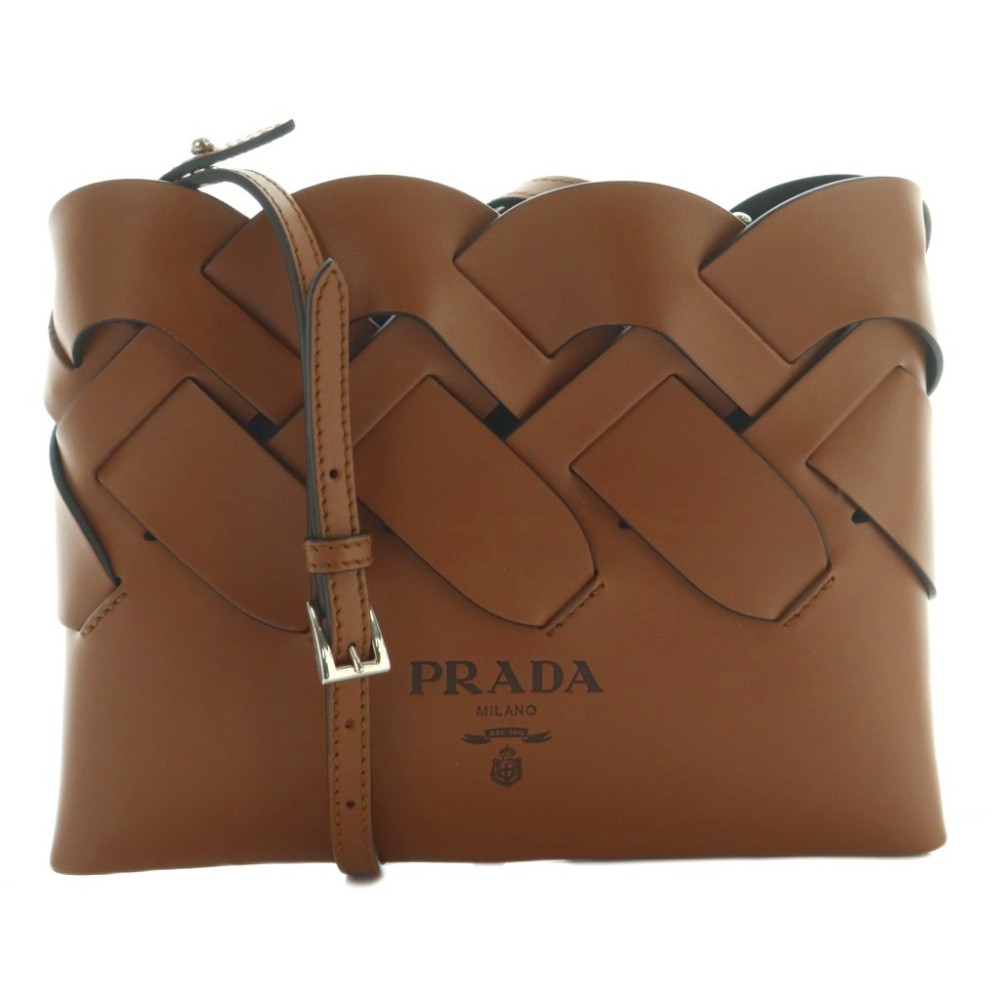 【楽天市場】【中古】プラダ PRADA トレス 編み込み ミニショルダーバッグ スクエア レザー 茶 ブラウン /AQ OS OH レディース ...
