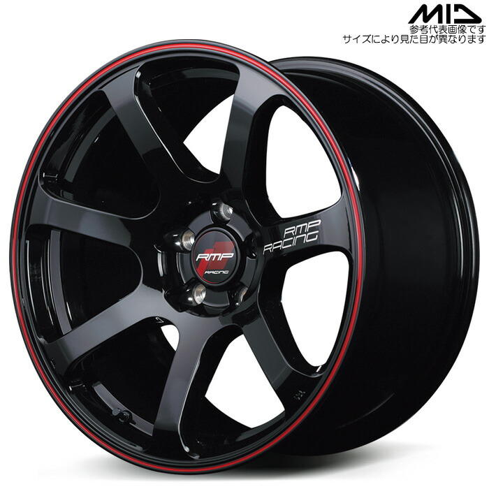 【楽天市場】MID RMP Racing R07 4本 [18×7.5J+50 5H 100 φ67] ブラック/リムレッドライン マルカ ...