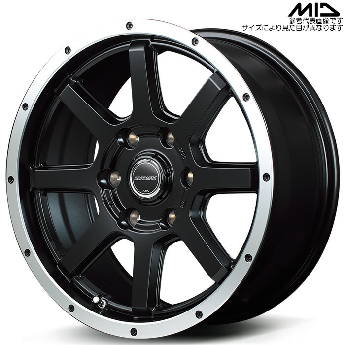 【楽天市場】MID WF8 4本 [15×6.0J+33 6H 139.7 φ106.1] セミグロスブラック＋フランジポリッシュ マルカ ...