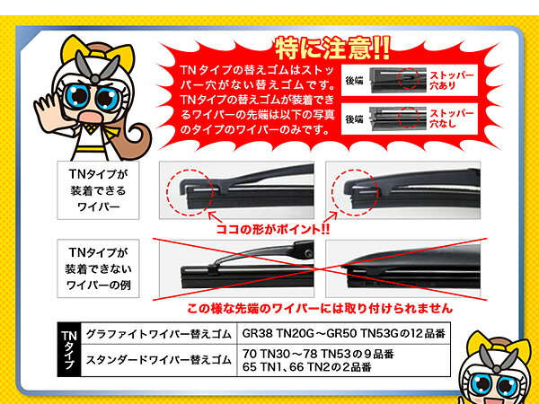 【楽天市場】【エントリーでポイント+4倍 5/1～6/1迄】NWB グラファイト ワイパー 替えゴム TN40G (GR45) 400mm 幅6mm ワイパーゴム TNタイプ：プロツール ...