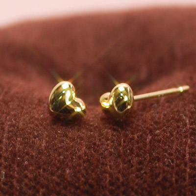 【楽天市場】【クーポン配布中】K10イエローゴールドハートピアス 4mm K10 ピアス 10k ピアス 10金 ハート ピアス セカンドピアス レディース：誕生石・宝石のヨコヤマ