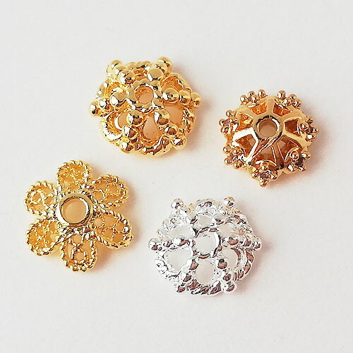 【楽天市場】ビーズキャップ 全4種 ゴールド シルバー 10個 座金 花座 18kgp 真鍮 gp-681 GreenRoseYumi ...