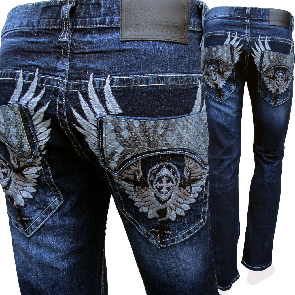 【楽天市場】CLOUD72 (クラウド72) #698 メンズ オールシーズン ストレッチストレートデニム/ジーンズ 羽/羽根/ウイング/刺繍/ストレッチ ブルー/インディゴ 28インチ-36 ...