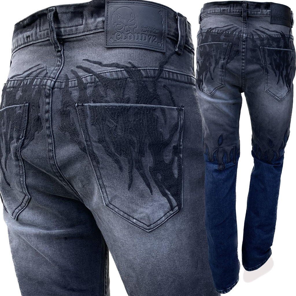 【楽天市場】【本日の1000円引き】CLOUD72 (クラウド72) #735 メンズ オールシーズン ストレートデニム/ジーンズ 2色使い 刺繍 ロゴ 太い飾りステッチ USED加工 ...