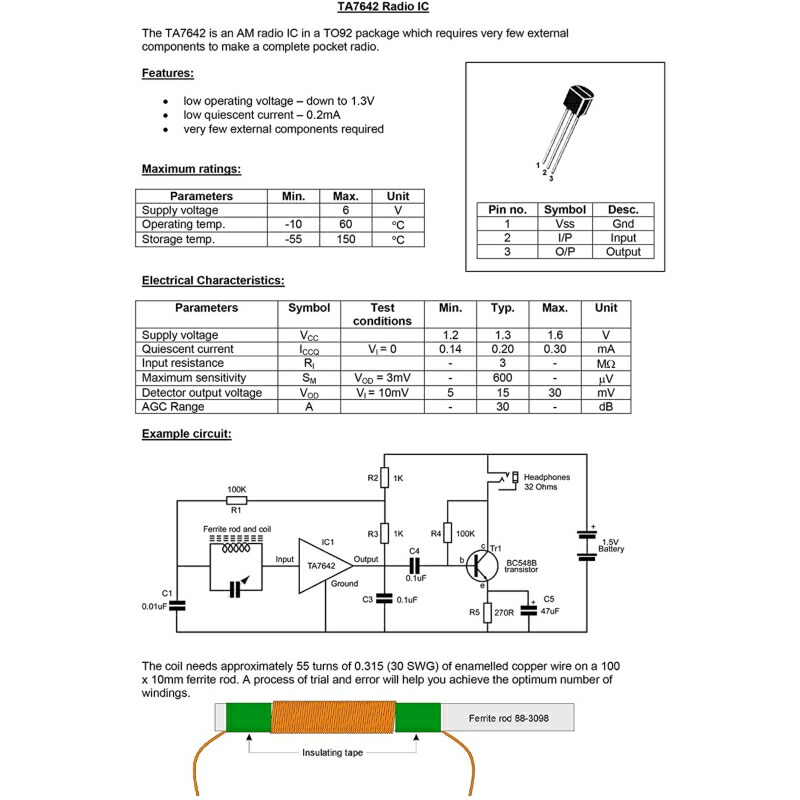 【楽天市場】ラジオIC TA7642 電子工作 部品 AMラジオ IC TA7642-WXS9A 5個セット 教材：オーディオファンテック