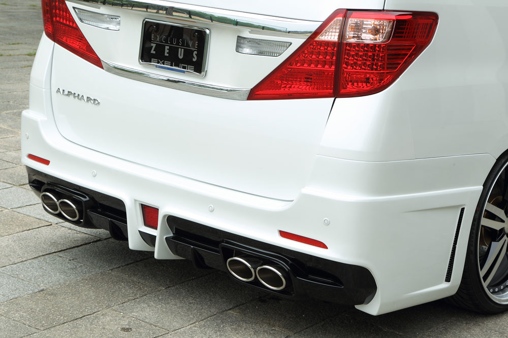 【楽天市場】M'z SPEED リアバンパースポイラー(マフラー4本出し用) 未塗装 FRP アルファードハイブリッド ATH20W H23.11～H26.12 MC後 エグゼライン 4022 ...