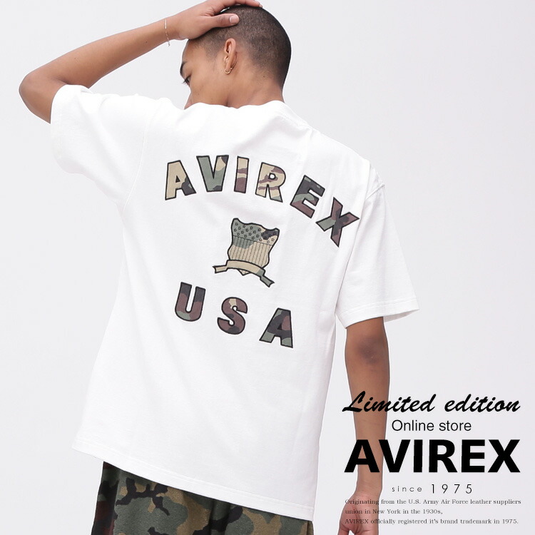 【楽天市場】AVIREX 公式通販｜《直営店限定》VARSITY CAMO LOGO T-SHIRT / バーシティ カモ ロゴ 半袖Tシャツ(アビレックス アヴィレックス)メンズ 男性：AVIREX