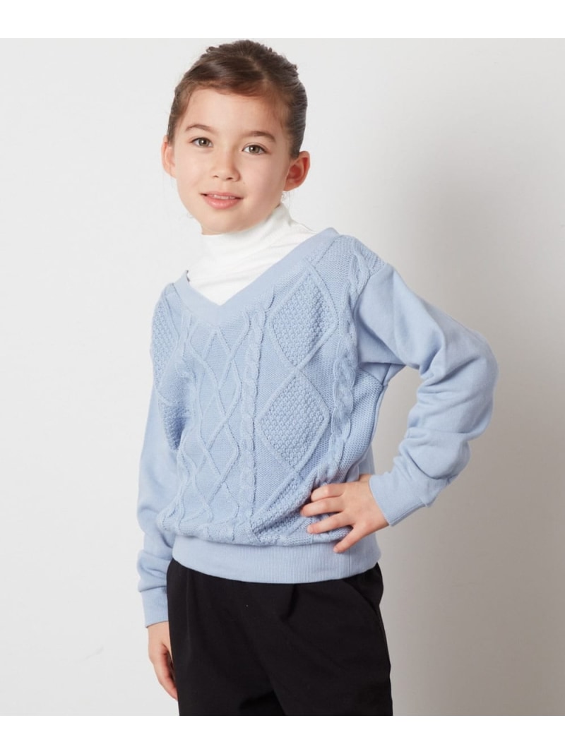 【楽天市場】【SALE／50%OFF】[100-130]ケーブルニットドッキングトレーナー a.v.v アー・ヴェ・ヴェ トップス スウェット・トレーナー ホワイト ブルー【RBA_E ...