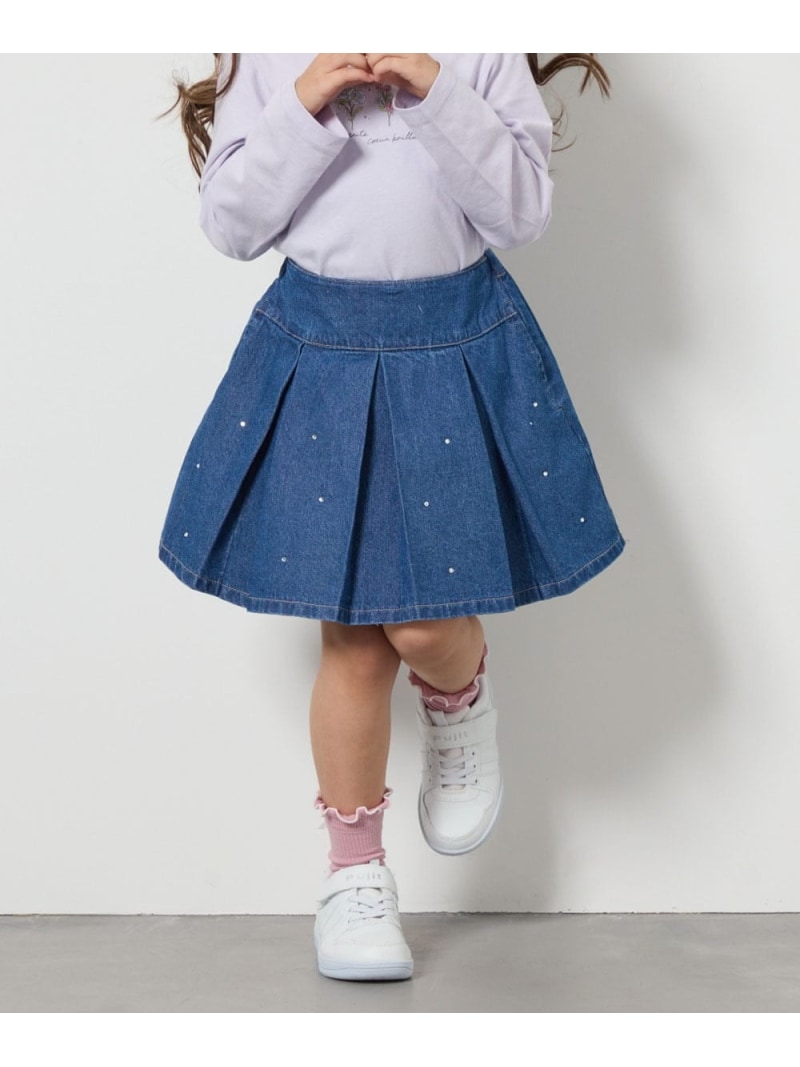 【楽天市場】【SALE／10%OFF】[120-130]ビジュー付きデニムタックスカート a.v.v アー・ヴェ・ヴェ スカート ミニスカート ブルー ブラック【RBA_E】[Rakuten ...