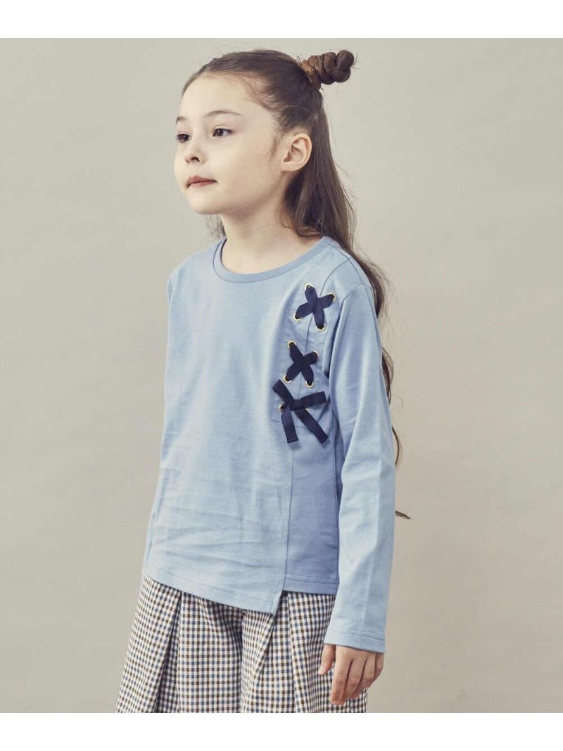 【楽天市場】【SALE／50%OFF】[100-130]ショルダーレースアップ長袖Tシャツ a.v.v アー・ヴェ・ヴェ トップス カットソー・Tシャツ ブルー ベージュ【RBA_E ...