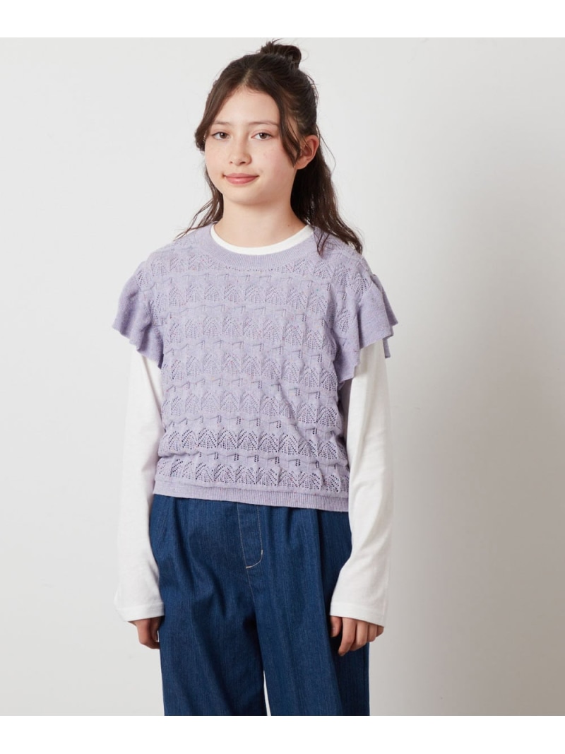 【楽天市場】【SALE／40%OFF】[140-150]【2点セット】透かし編みカラーネップベストセット a.v.v アー・ヴェ・ヴェ トップス ベスト・ジレ パープル ホワイト【RBA_E ...