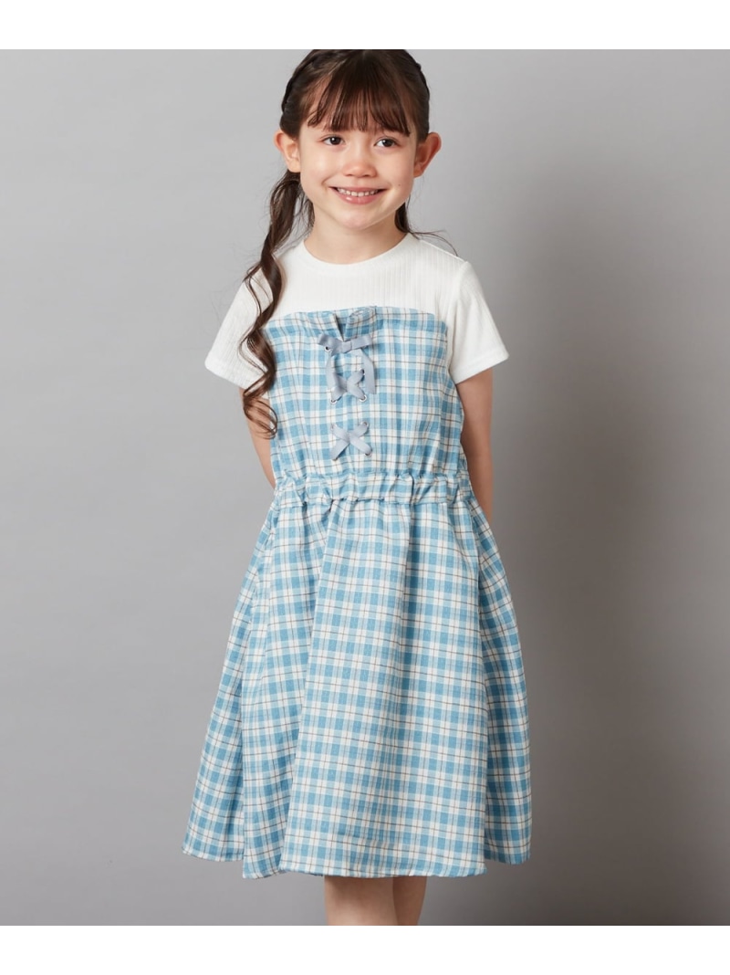 【楽天市場】【SALE／40%OFF】[100-130]レースアップドッキングワンピース a.v.v アー・ヴェ・ヴェ ワンピース・ドレス ワンピース ブルー パープル【RBA_E ...