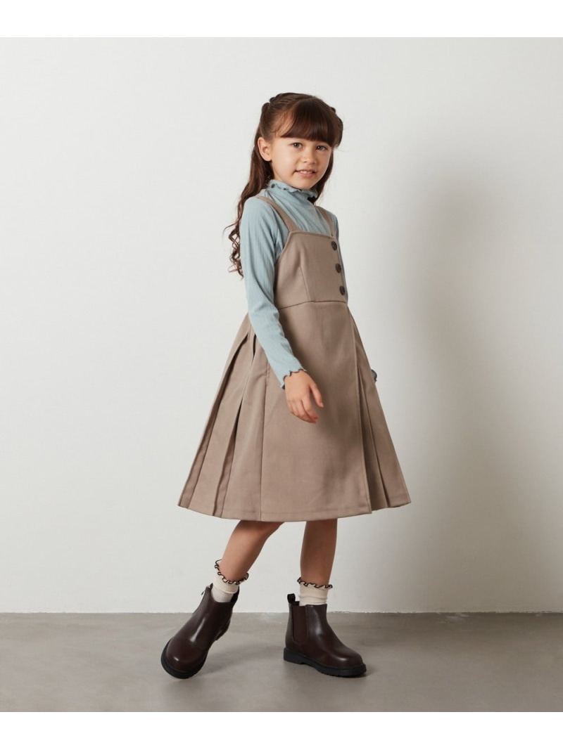 【楽天市場】[100-130]アシメプリーツジャンスカ a.v.v アー・ヴェ・ヴェ ワンピース・ドレス ジャンパースカート ベージュ ブラック【送料無料】[Rakuten Fashion ...