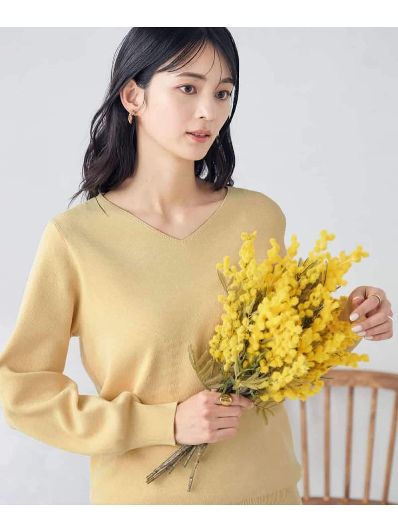 【楽天市場】Vネックパフスリーブラメニット a.v.v アー・ヴェ・ヴェ トップス ニット イエロー ホワイト【送料無料】[Rakuten Fashion]：a.v.v