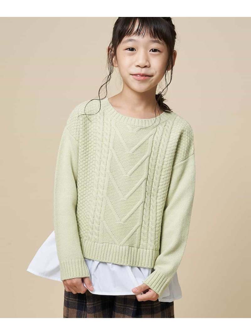 【楽天市場】【SALE／50%OFF】[100-130]レイヤードケーブルニット[WEB限定サイズ] a.v.v アー・ヴェ・ヴェ トップス ニット ホワイト グリーン【RBA_E ...