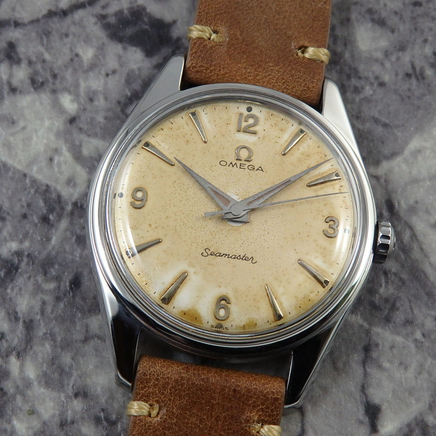 【楽天市場】OMEGA Ref.2996-1SC シーマスター ランチェロケース 希少 3-6-9-12 Cal.284 1959年製 ...