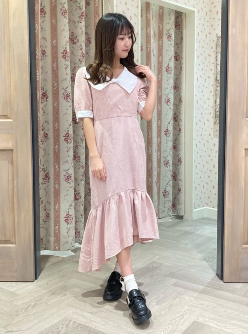 【楽天市場】【SALE／57%OFF】リボンカラーマーメイドOP axes femme POETIQUE アクシーズファム ワンピース・ドレス シャツワンピース ブラック グレー ピンク ...