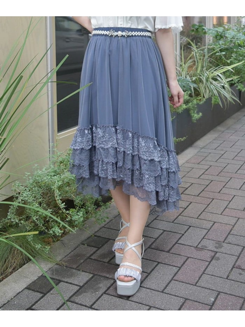 【楽天市場】【SALE／33%OFF】裾レースフィッシュテールスカート axes femme アクシーズファム スカート その他のスカート ホワイト ブルー ブラック【RBA_E】【送料無料 ...
