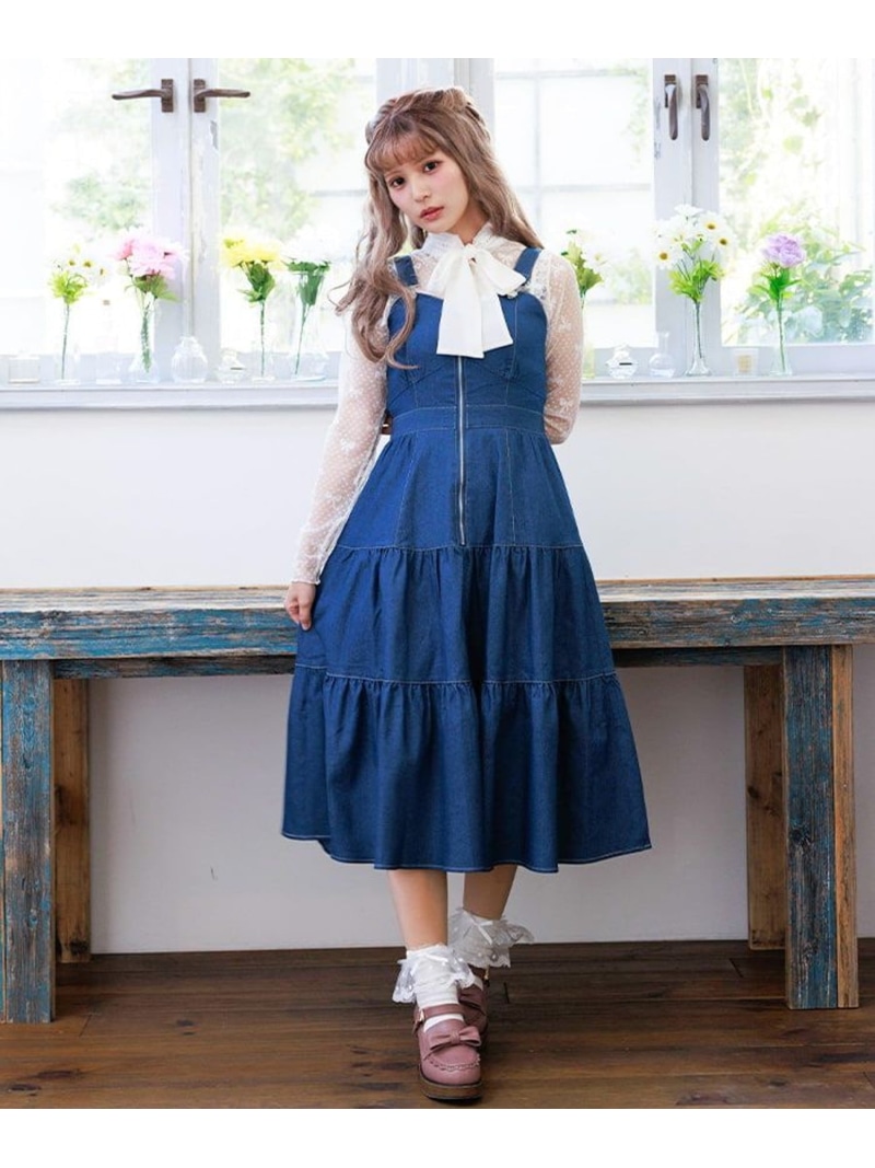 【楽天市場】ティアードロングOP axes femme POETIQUE アクシーズファム ワンピース・ドレス ワンピース ブルー ベージュ【送料無料】[Rakuten Fashion ...