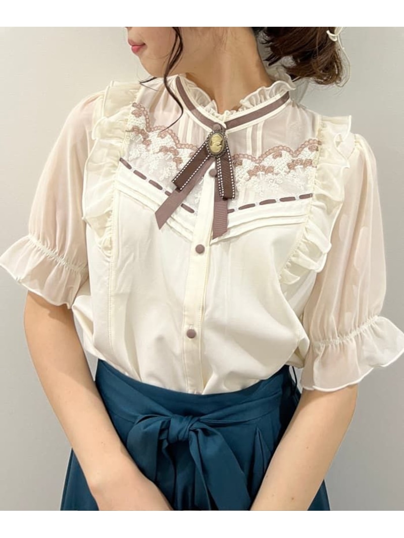 【楽天市場】【SALE／33%OFF】ブローチ付ブラウス axes femme アクシーズファム トップス シャツ・ブラウス ネイビー ホワイト グレー【RBA_E】[Rakuten ...